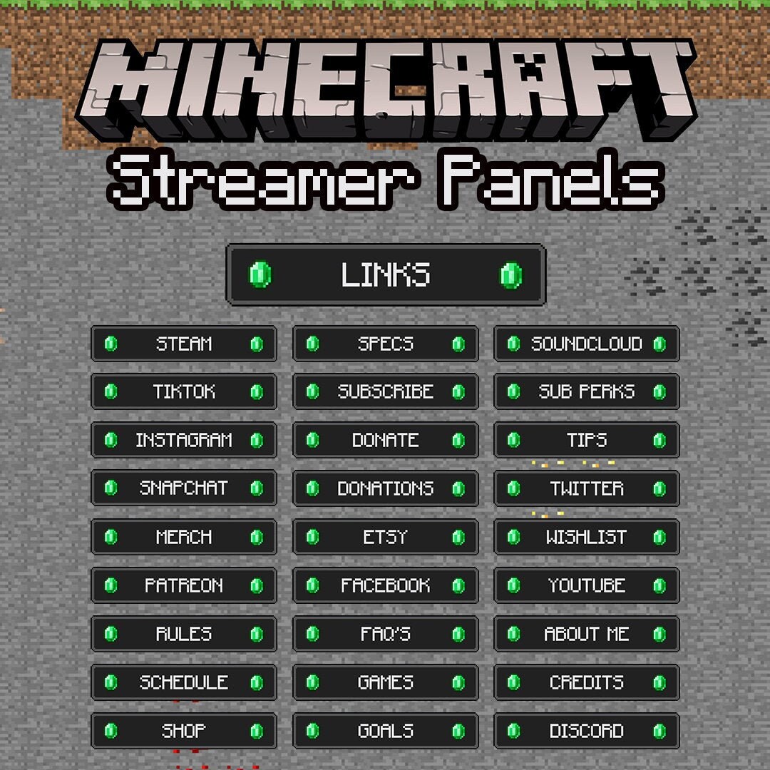 Minecraft Emerald Themed Twitch Panels | Gaming Twitch Panels - Etsy