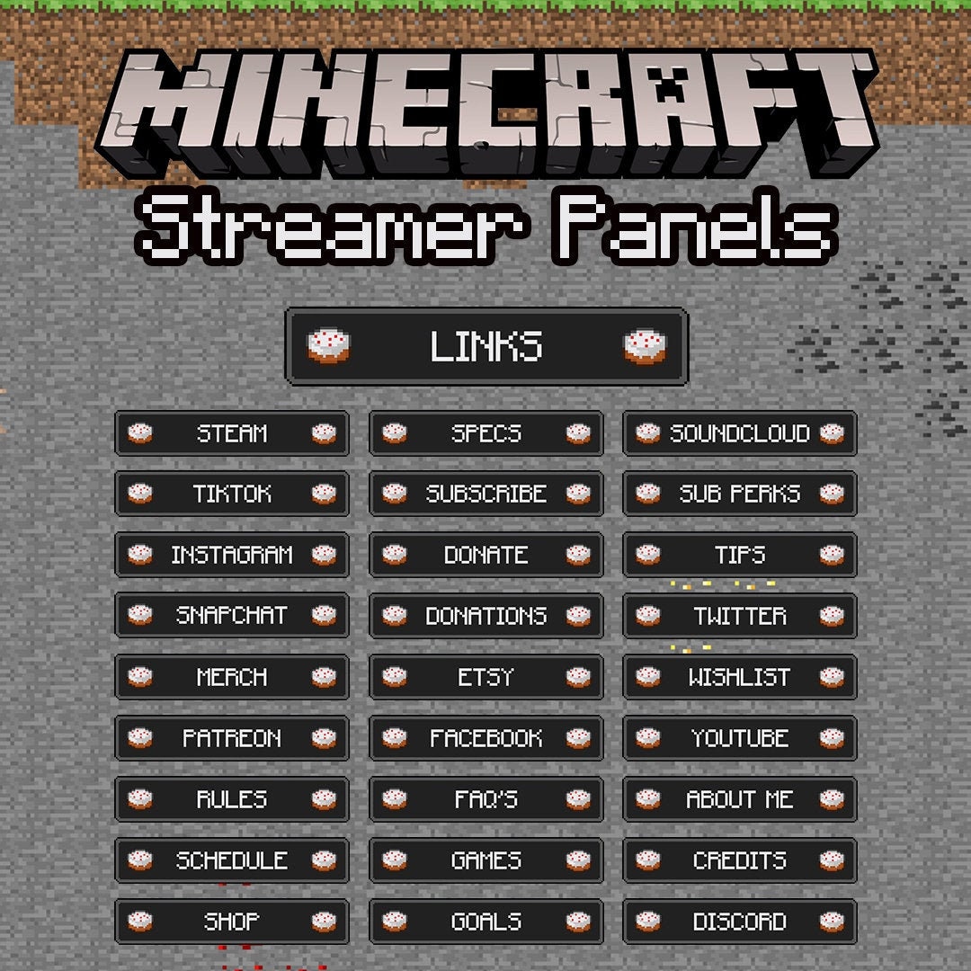 Minecraft Cake Themed Twitch Panels Gaming Twitch Panels - Etsy