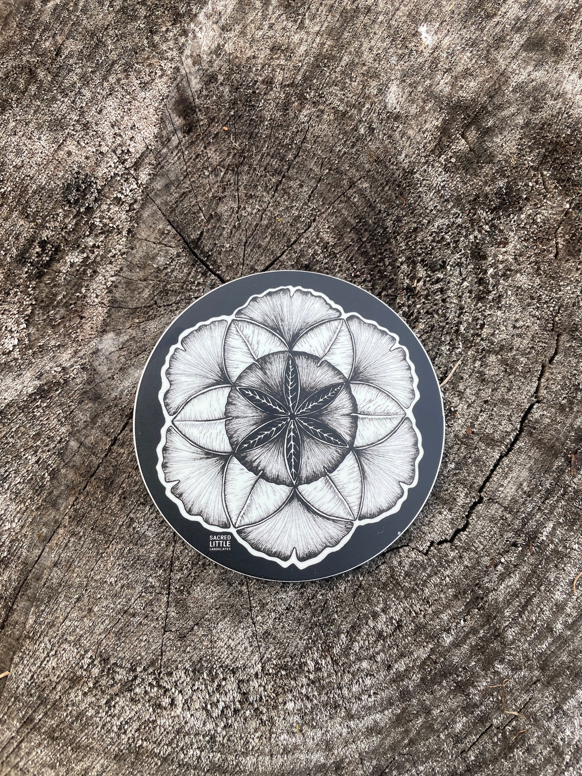 Monochrome Ginkgo Flower of Life Sticker - Etsy