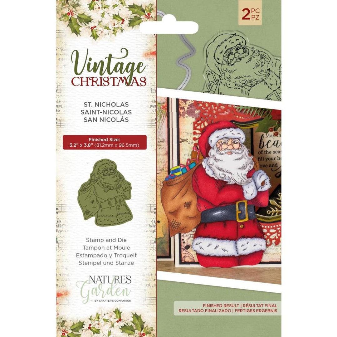 St. Nicholas Vintage Christmas Stamp & Die Set Crafter's Companion Sara ...