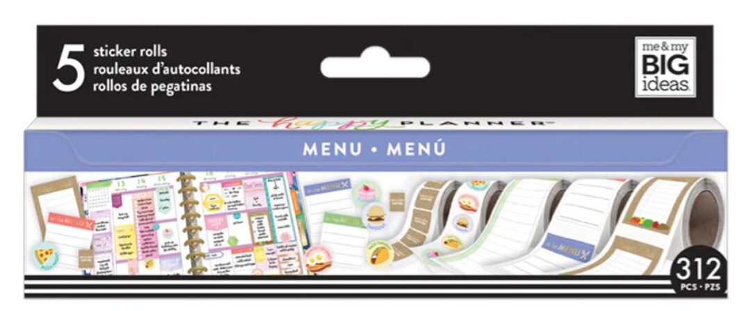 The Happy Planner Menu Sticker Rolls | Planner Stickers | Meal Planner ...