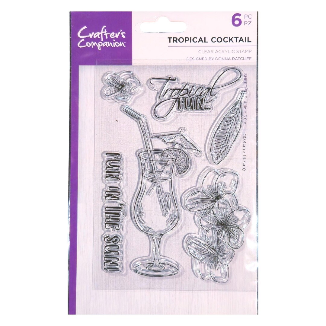 Tropical Cocktail Clear Acrylic Stamps by Crafter's Companion | Sara ...
