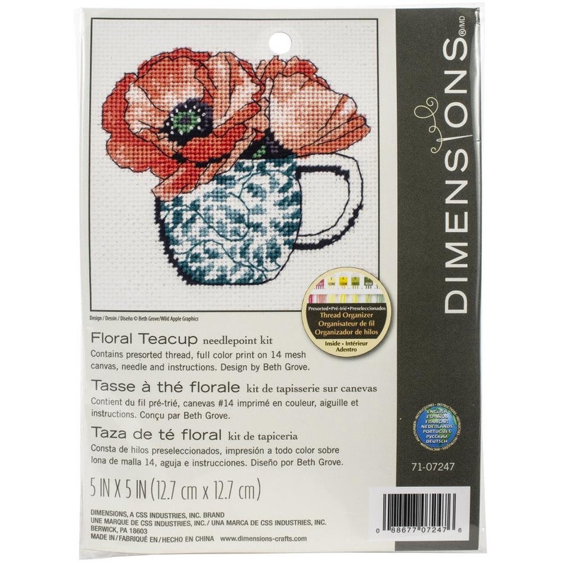 Dimensions Floral Teacup Mini Needlepoint Kit 5x5 - Etsy