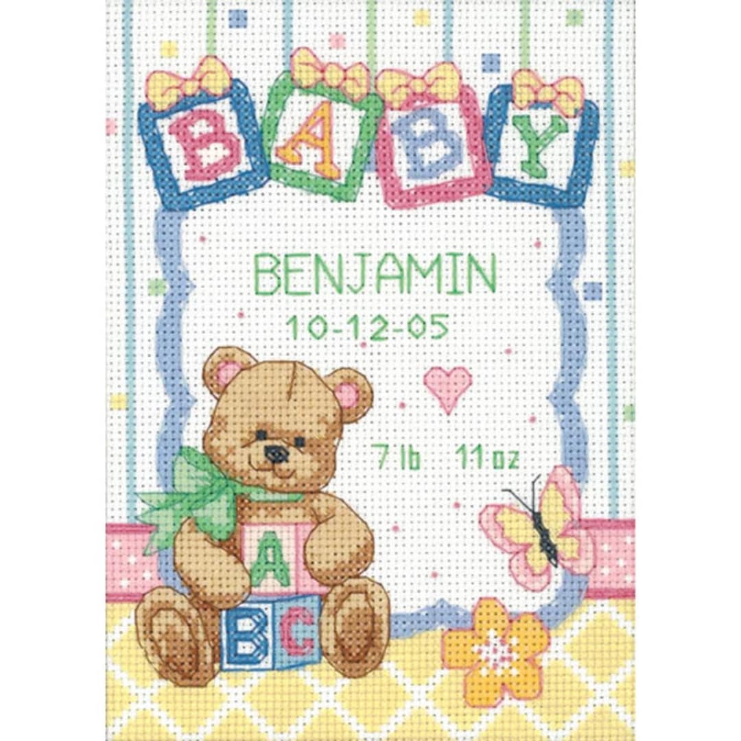 Baby Blocks Birth Record Counted Cross Stitch Kit 5"x7" | Dimensions ...