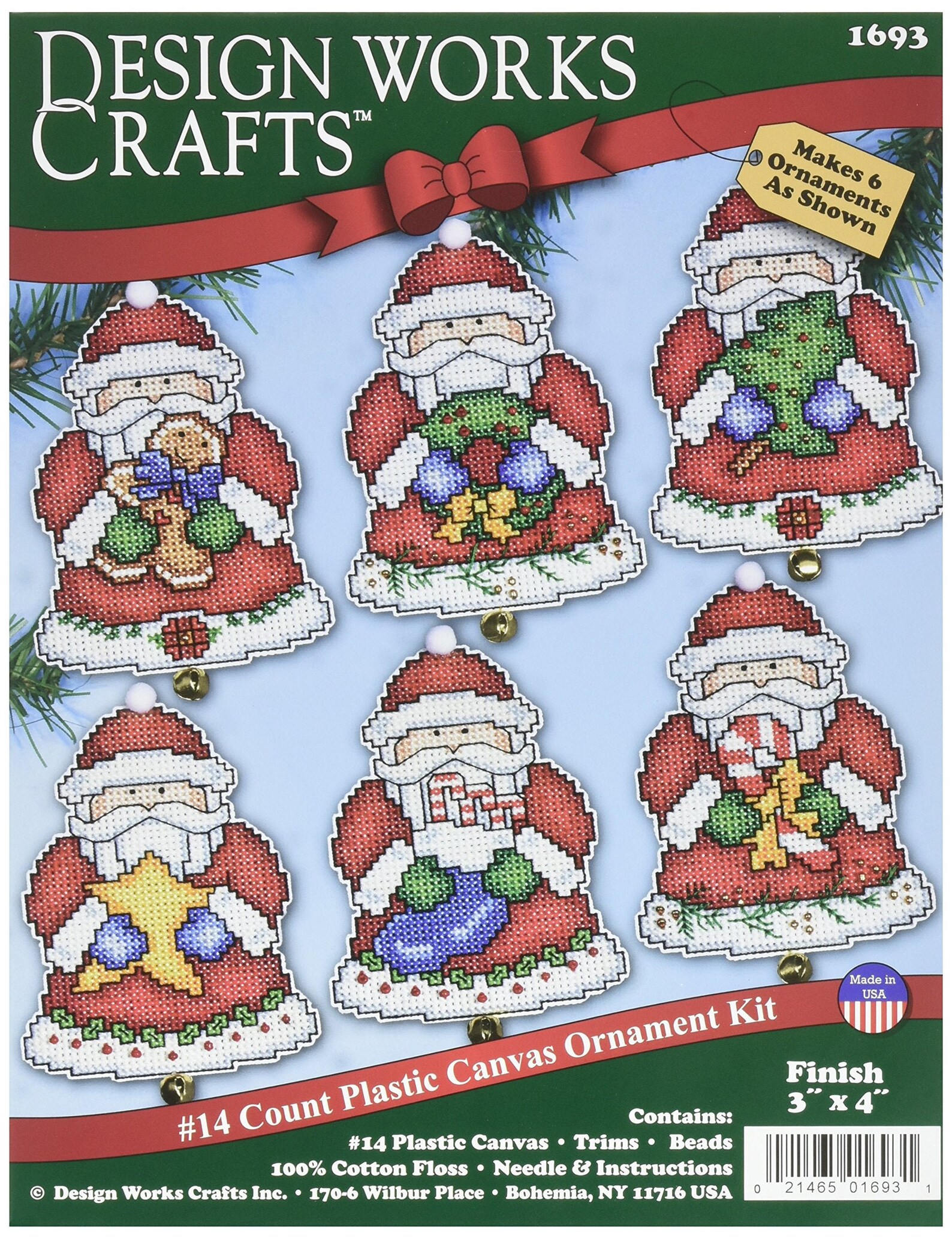 Design Works Plastic Canvas Santa Ornament Kit 3X4 | Etsy