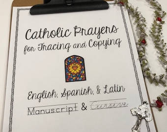 Latin Catholic Prayer Copywork - Cursive Handwriting Practice | Pater ...