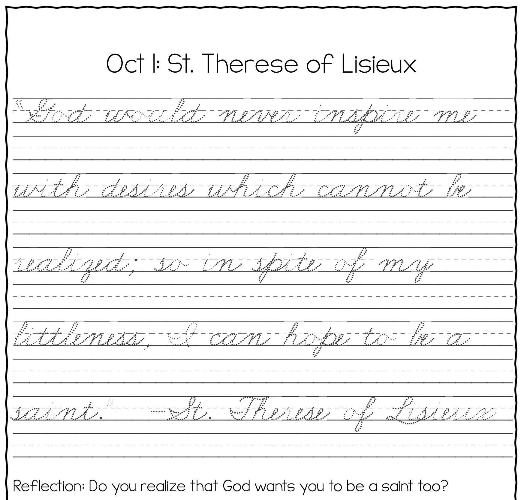 Catholic Copywork Cursive & Print October Queen of the - Etsy