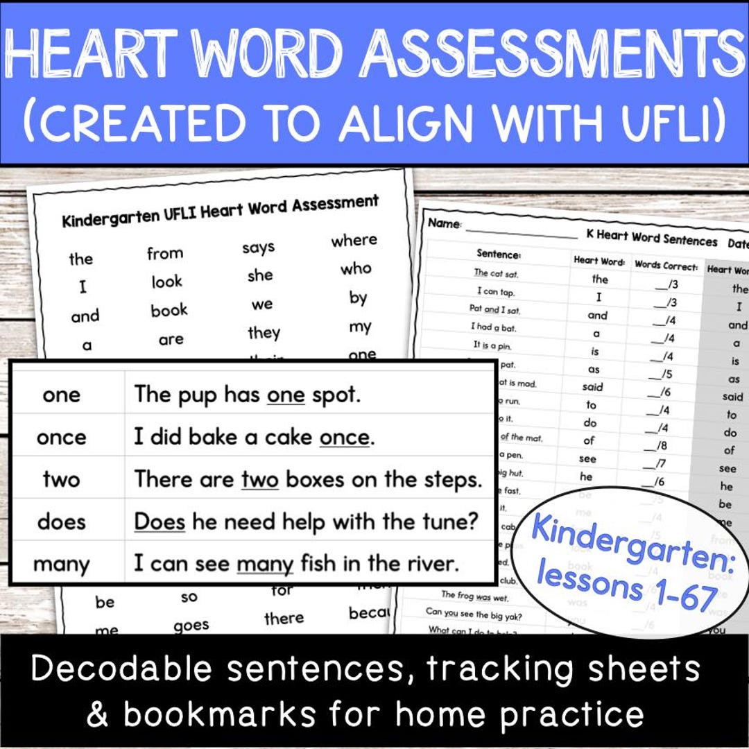 Irregular Heart Word Assessment: Kindergarten | Created to Align With ...