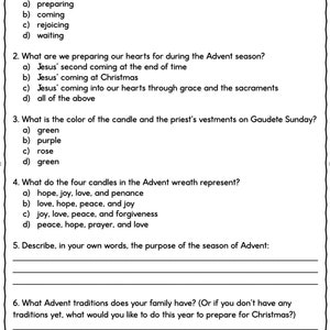 Advent Reading Comprehension Article and Questions - Catholic Christmas ...