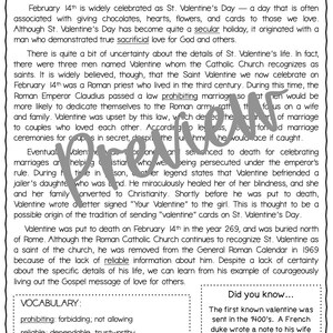 Catholic Reading Comprehension Bundle - Epiphany, St. Valentine's Day ...
