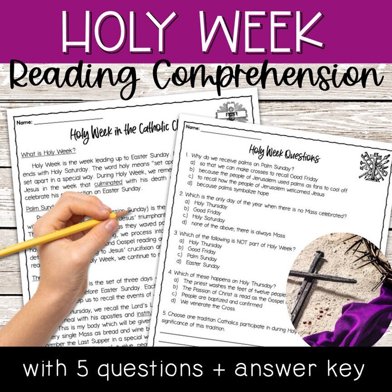 Holy Week Reading Comprehension and Questions | Catholic Easter ...