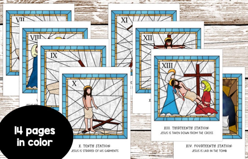 Stations of the Cross Stained Glass Posters: Lent and Holy - Etsy