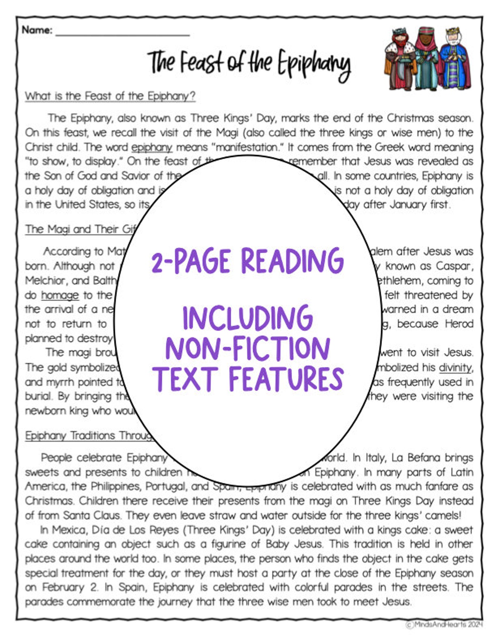 Feast of the Epiphany Reading Comprehension: Catholic Three Kings Day ...