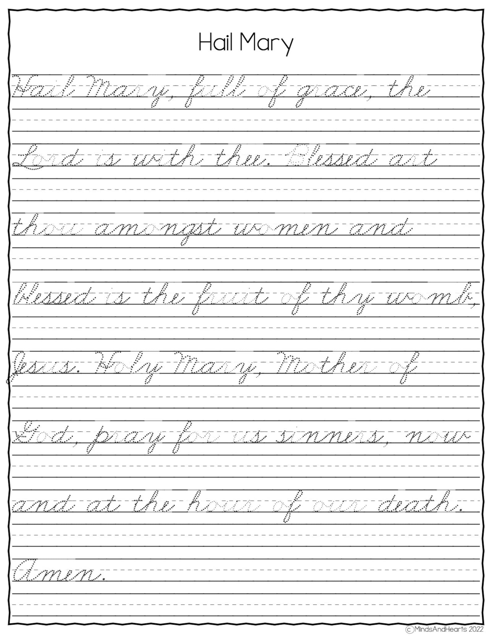 Catholic Prayer Copywork: Cursive | Faith Formation | Handwriting ...
