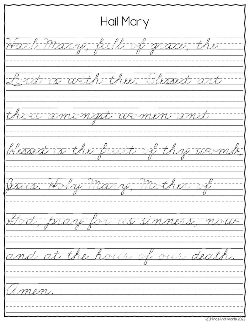 Catholic Prayer Copywork: Cursive | Faith Formation | Handwriting ...