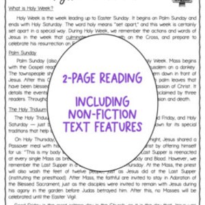 Holy Week Reading Comprehension and Questions | Catholic Easter ...