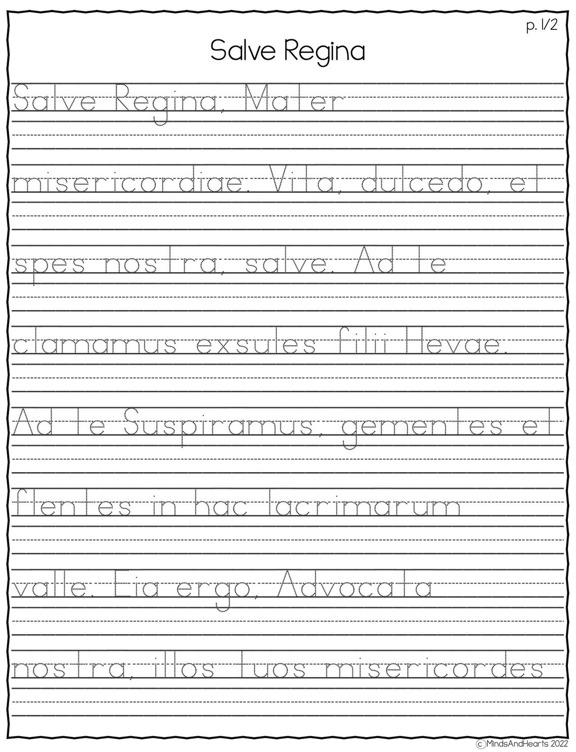 Latin Catholic Prayer Copywork Printing Handwriting Practice - Etsy