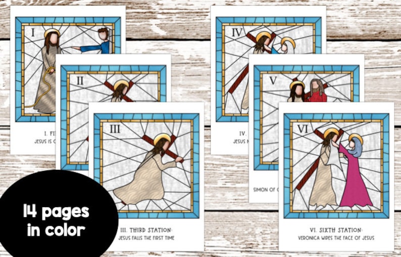 Stations of the Cross Stained Glass Posters: Lent and Holy - Etsy