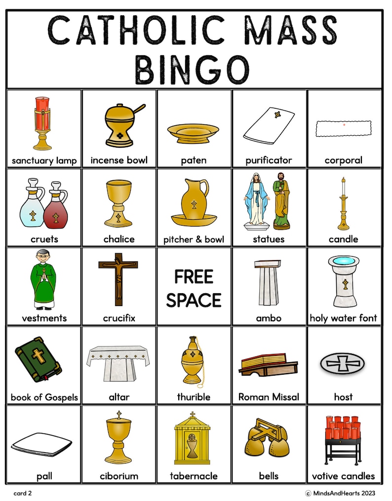 Catholic Mass Bingo | Religious Education Game | Church Objects | First ...