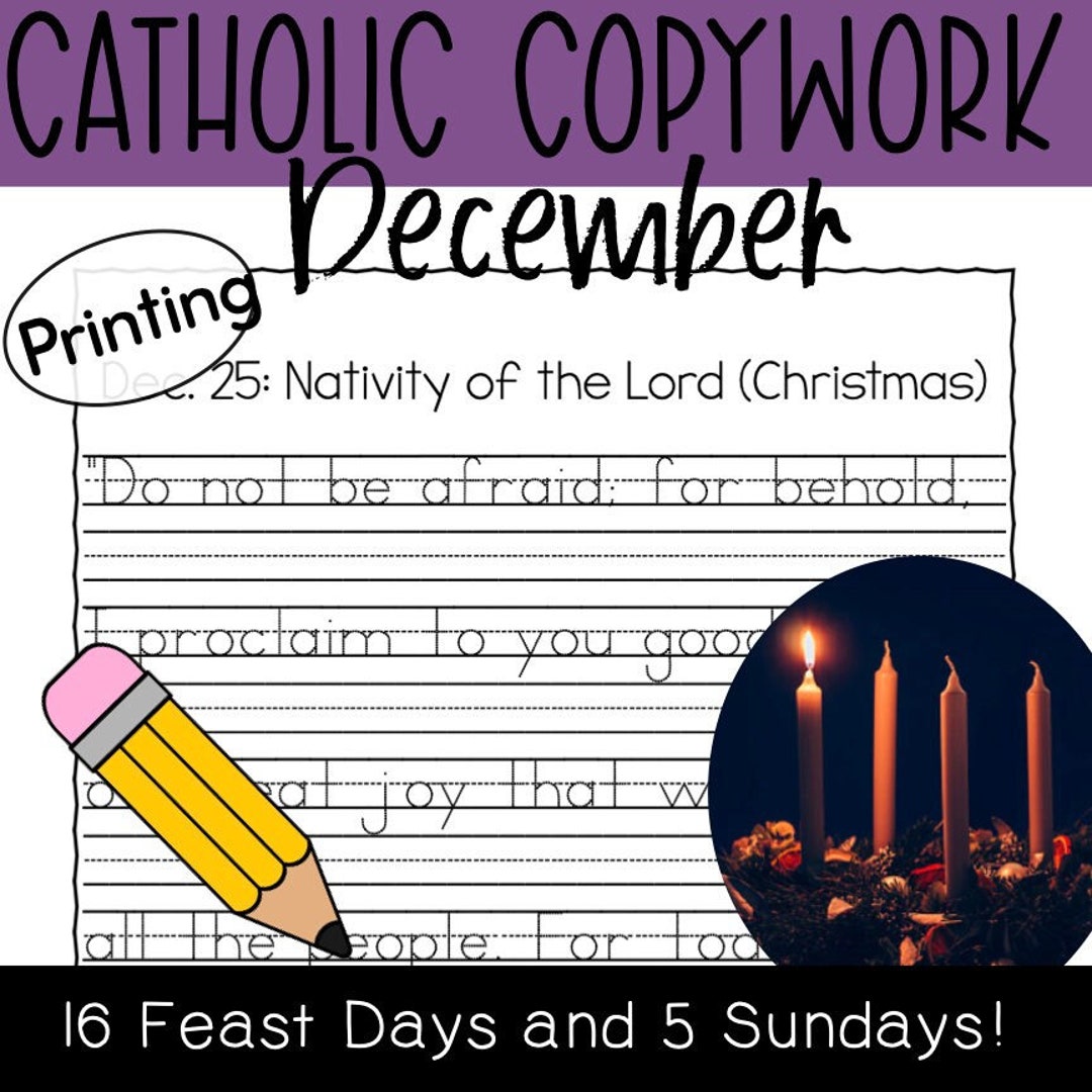 December PRINTING Catholic Copywork Immaculate Conception Advent ...