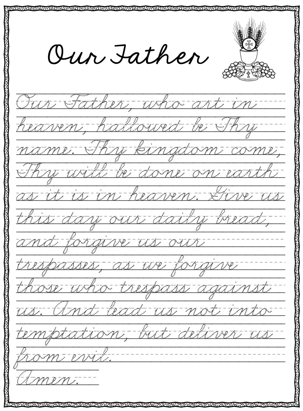Catholic Prayers Tracing Book: Manuscript & Cursive | Etsy