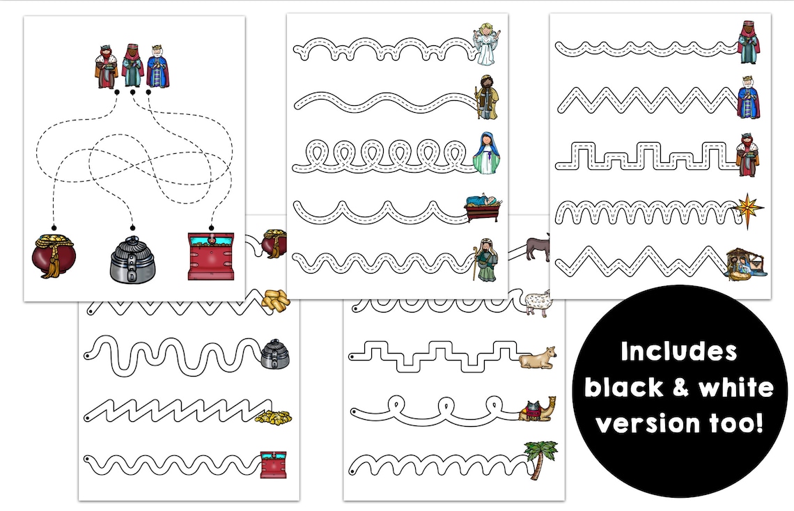 Nativity Tracing Fine Motor Activity Pages Christmas Tracing - Etsy