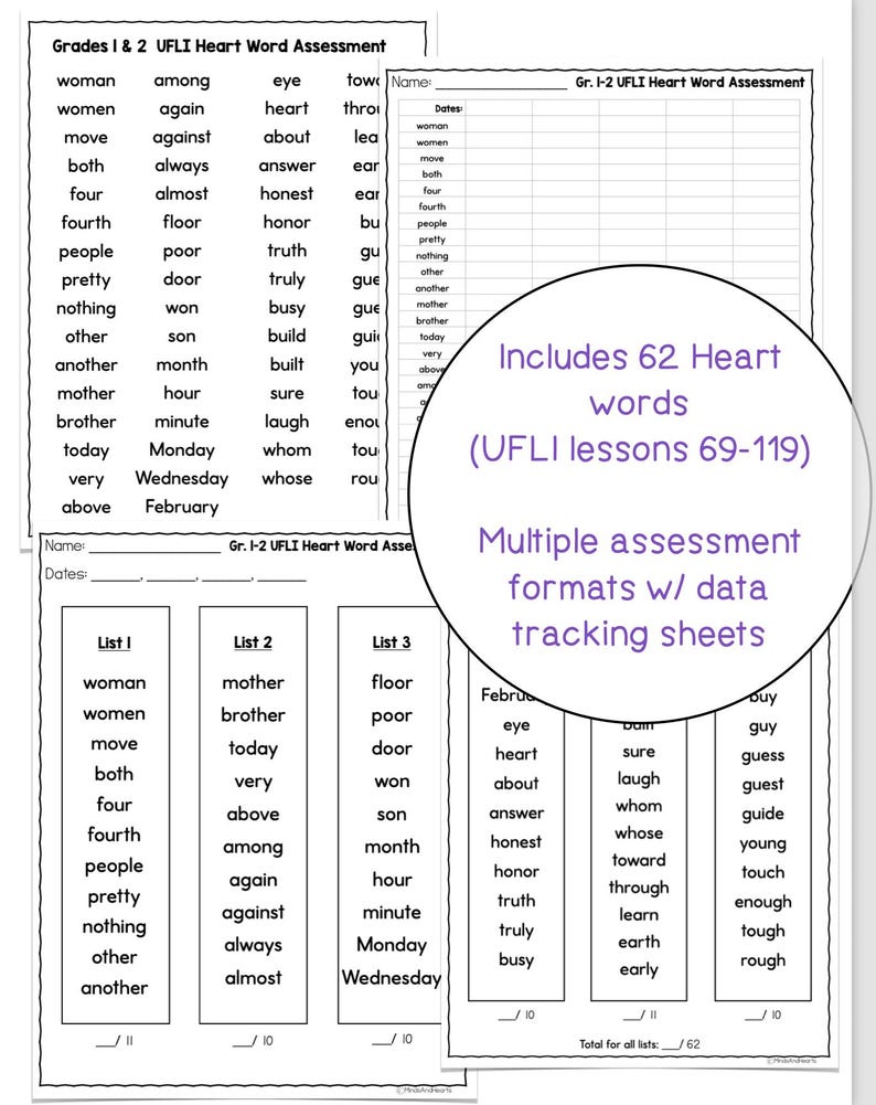 Irregular Heart Word Assessment: Grades 1-2 | Created to Align With ...