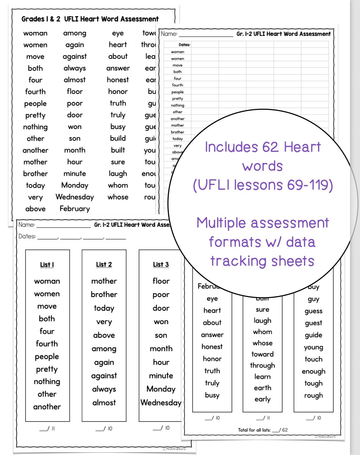 Irregular Heart Word Assessment: Grades 1-2 | Created to Align With ...