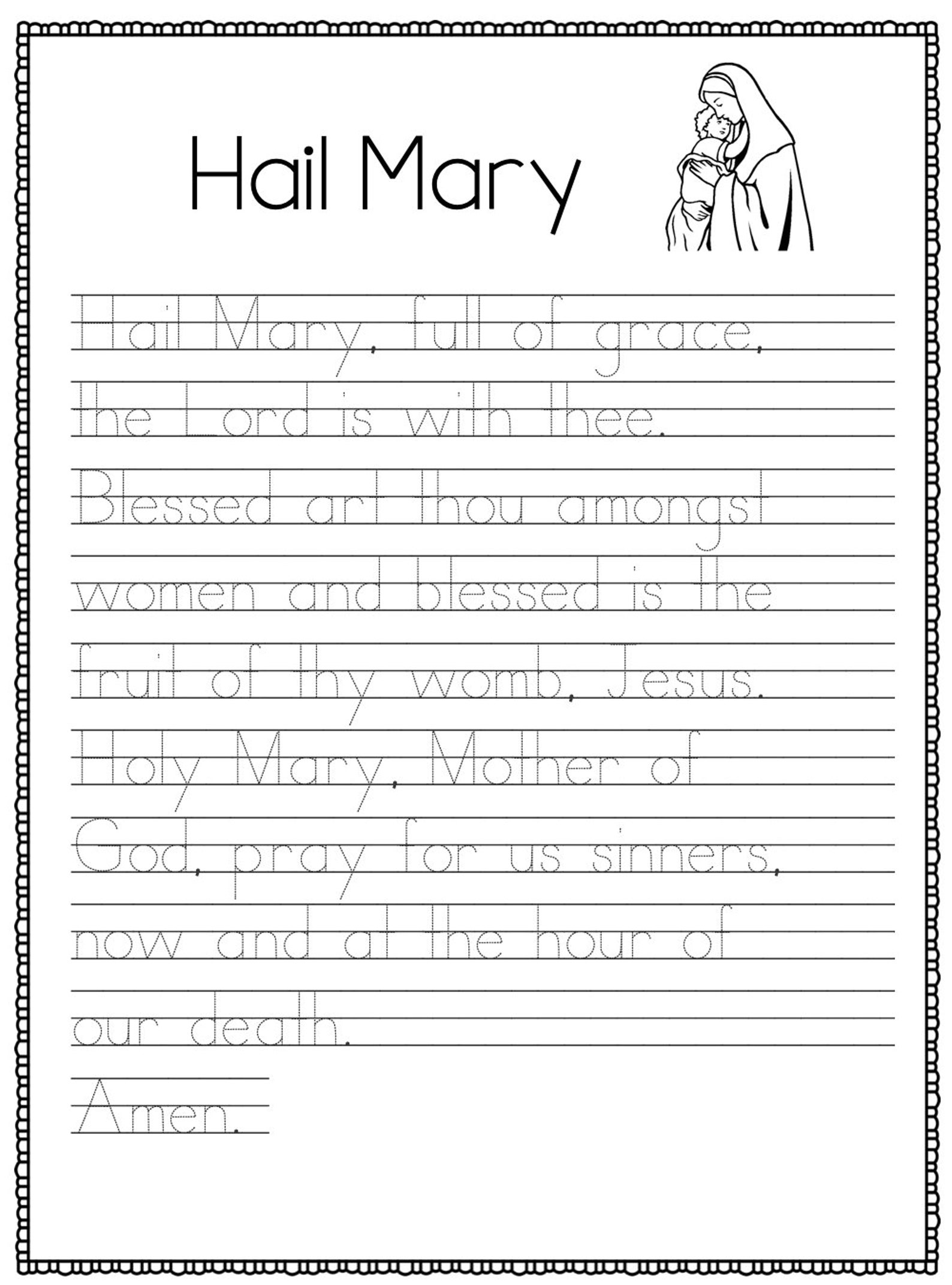 Catholic Prayers Tracing Book: Manuscript Handwriting Our | Etsy