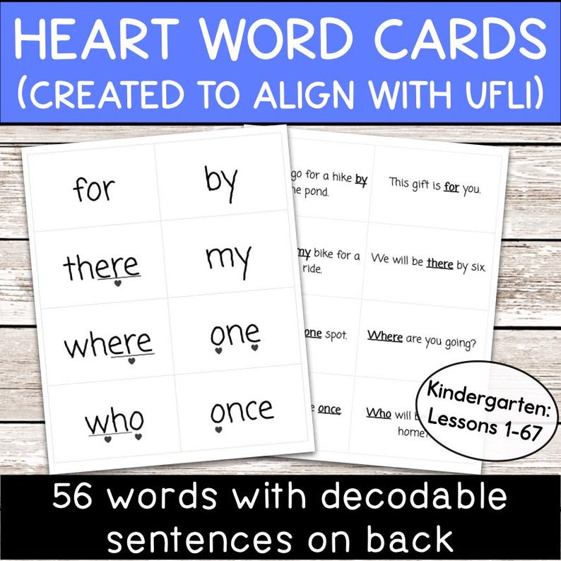 Irregular Heart Word Cards: Kindergarten | Created to Align to UFLI ...