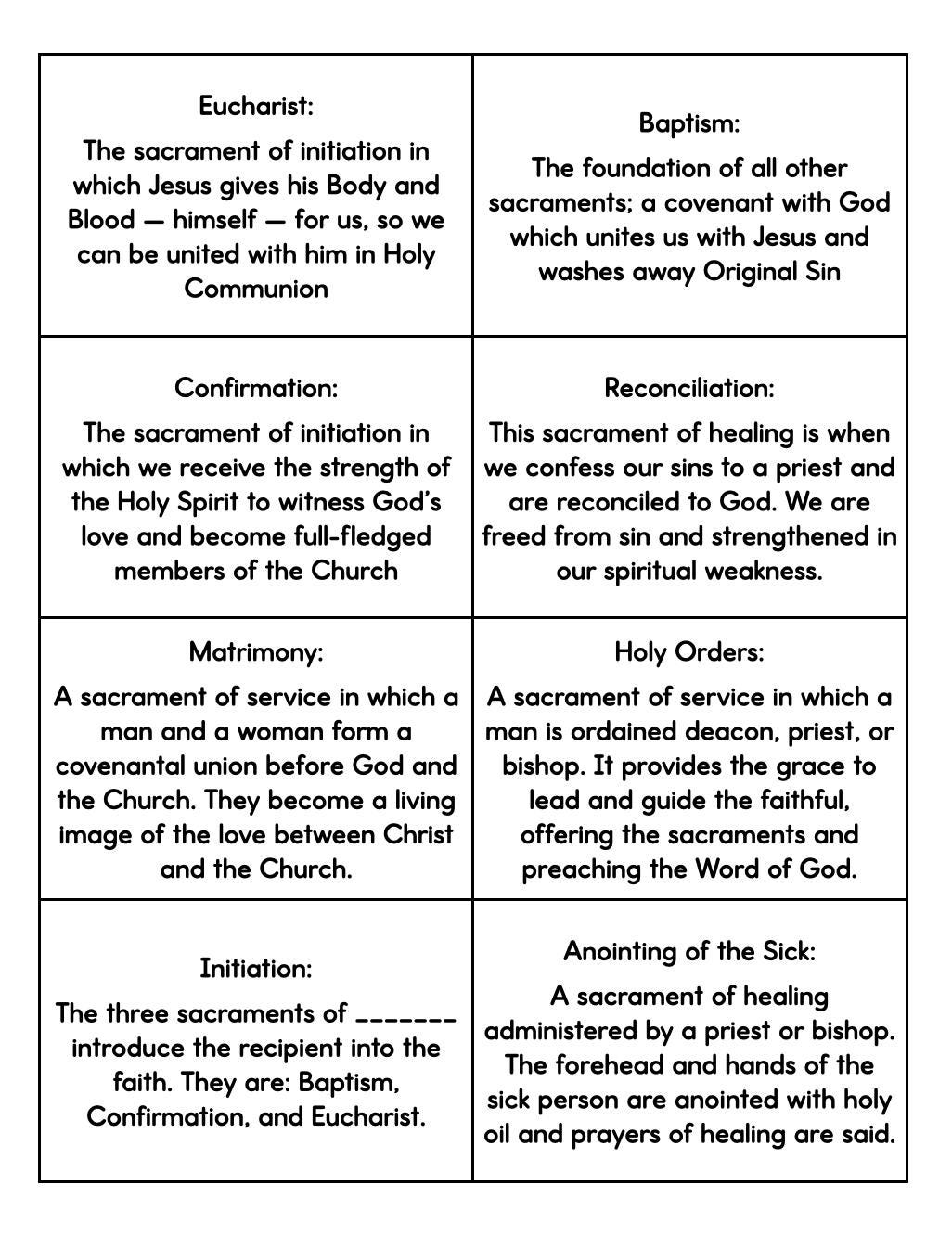 Sacraments Bingo With Memory Matching - Baptism, First Communion ...