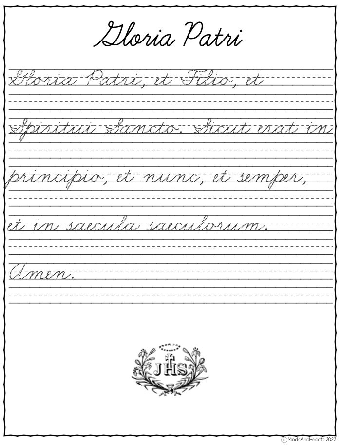 Latin Catholic Prayer Copywork Cursive AND Printing - Etsy