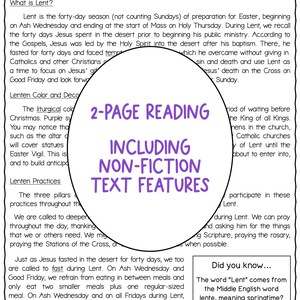 Lenten Reading Comprehension Passage and Questions | Easter | Holy Week ...