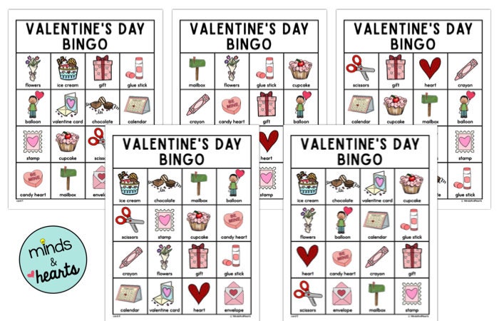 Valentine's Day Bingo With 30 Boards Printable Vocabulary Game Class ...