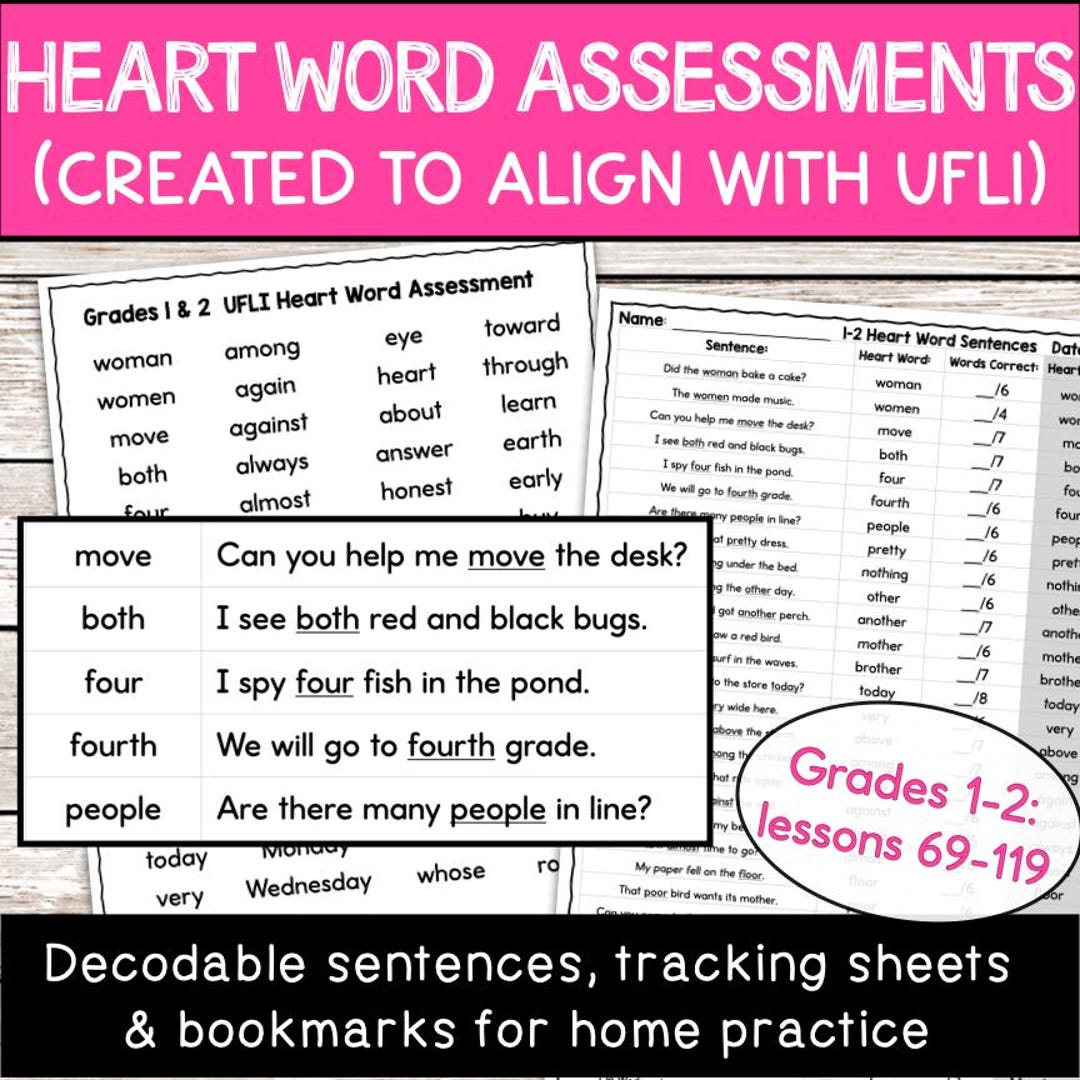 Irregular Heart Word Assessment: Grades 1-2 | Created to Align With ...