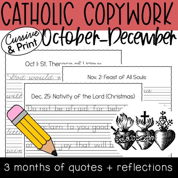 October December CURSIVE PRINT Catholic Saint Feast Day - Etsy