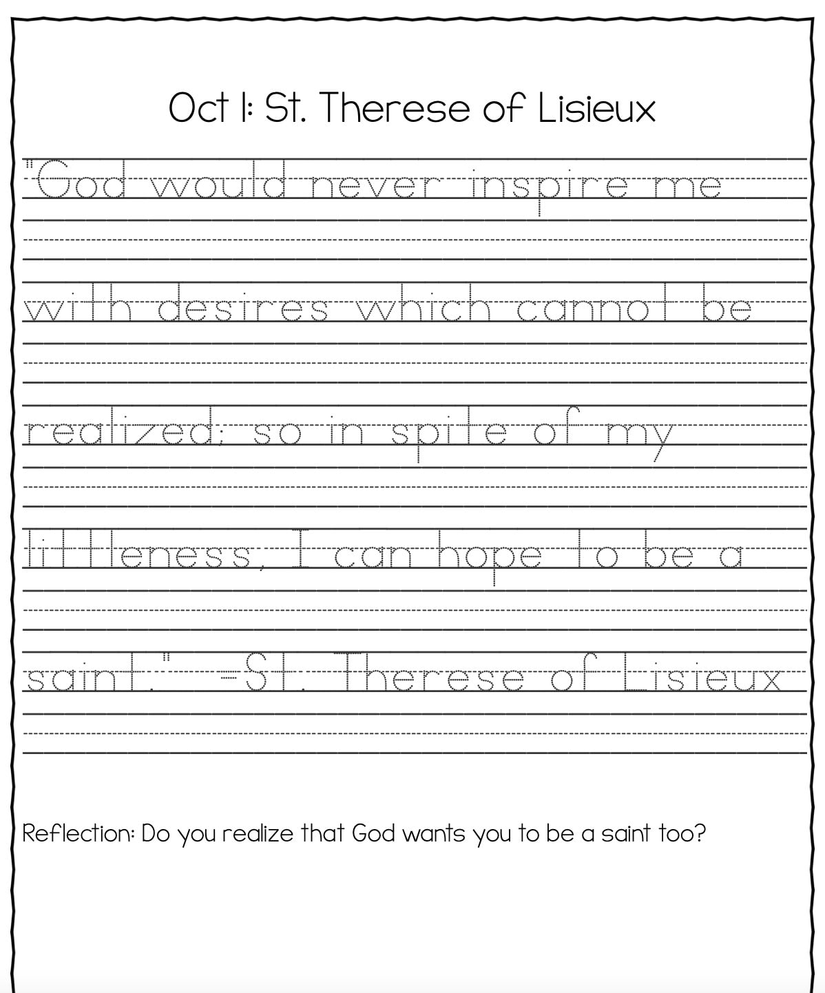 Catholic Copywork Cursive & Print October Queen of the - Etsy