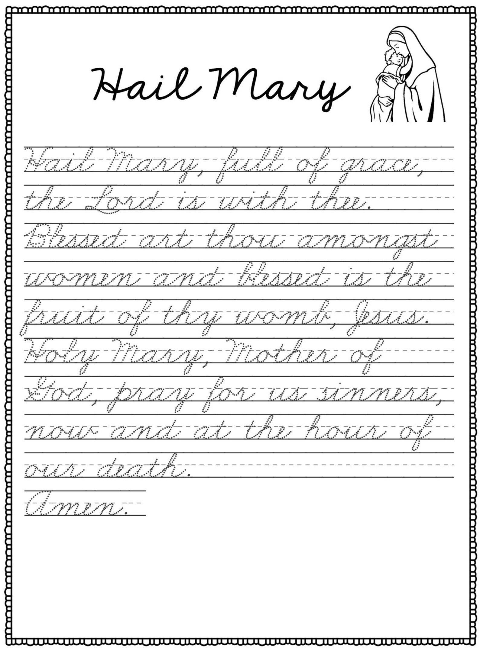 Catholic Prayers Tracing Book: Manuscript & Cursive | Etsy