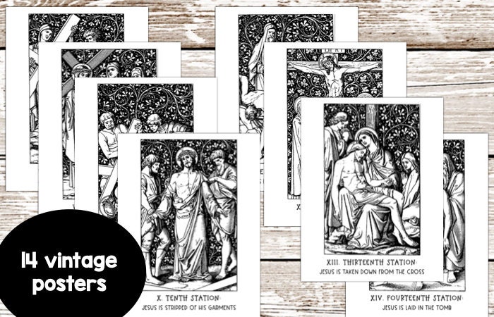 Stations of the Cross Vintage Posters | Lent Banner or Garland ...