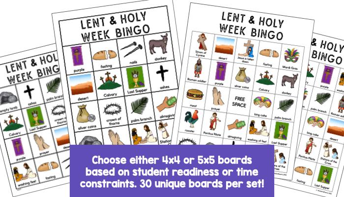 Lent Bingo Game - Ash Wednesday, Holy Week, Easter Activity | Religious ...