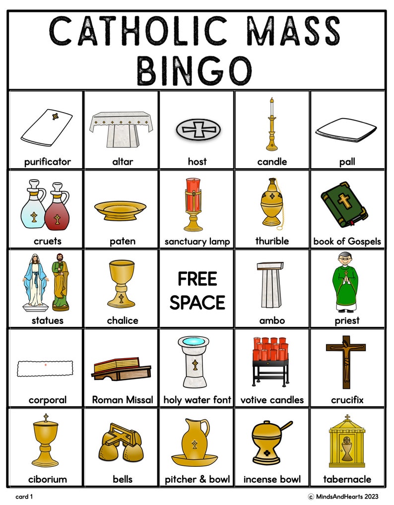 Catholic Mass Bingo | Religious Education Game | Church Objects | First ...