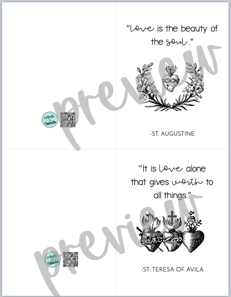 Printable Catholic Valentine Cards - Valentine's Day - Love - St ...