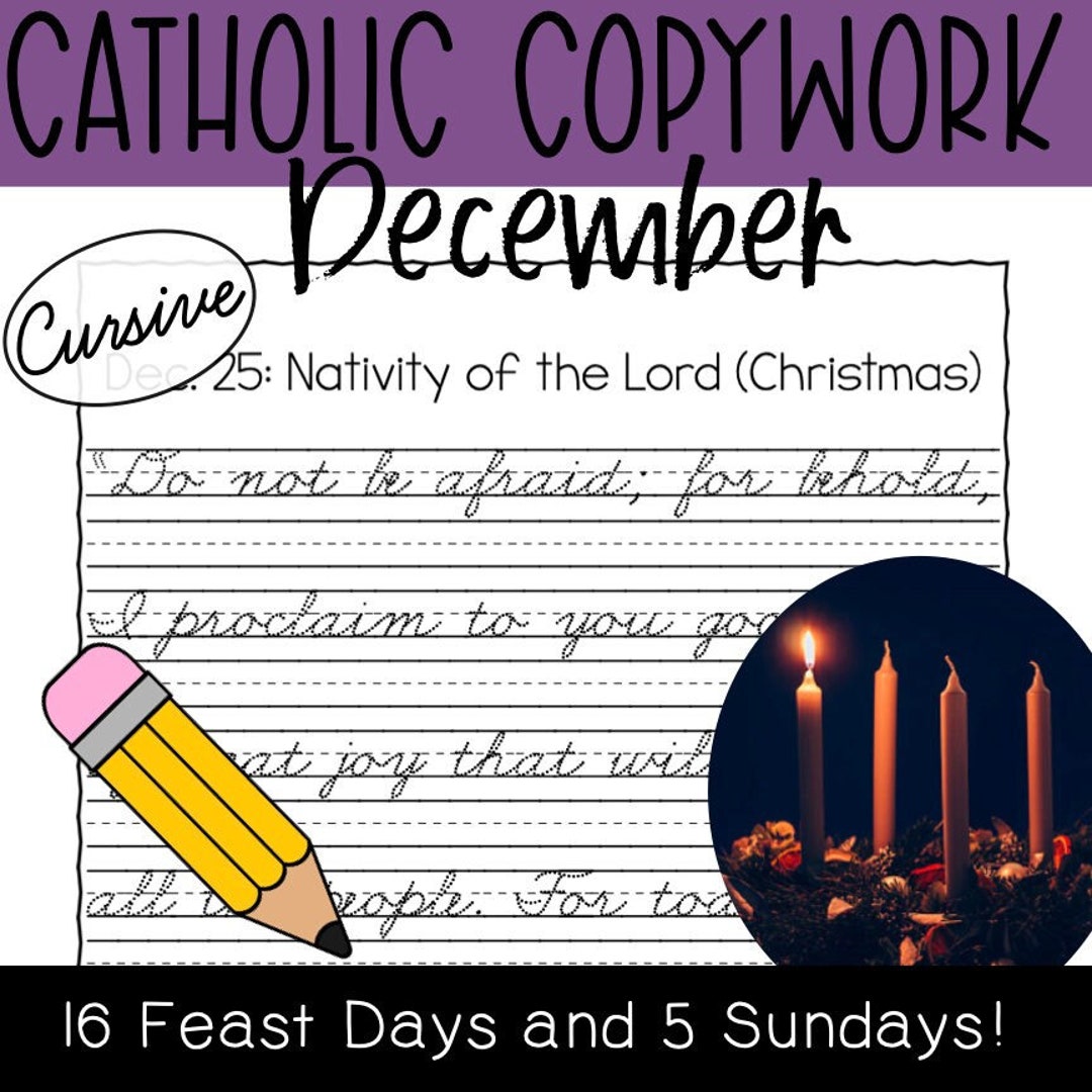 December 2025 CURSIVE Catholic Copywork - Immaculate Conception ...