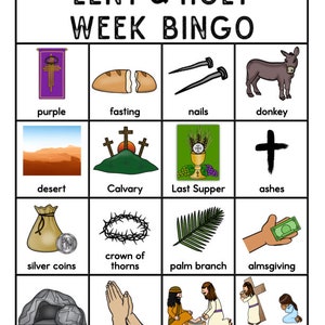 Lent Bingo Game - Ash Wednesday, Holy Week, Easter Activity | Religious ...