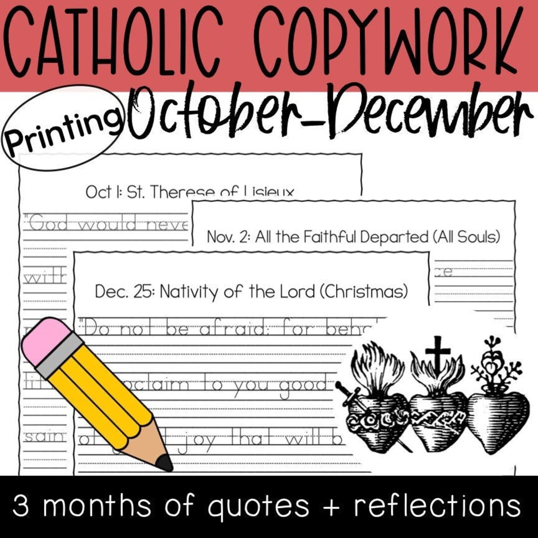 October - December PRINTING Catholic Saint Feast Day Copywork | Saint ...