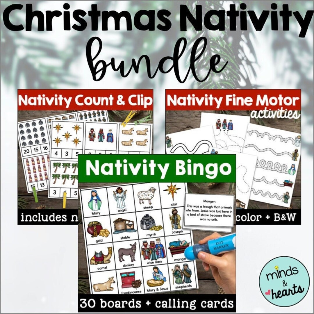 Nativity Christmas Bundle - Advent Activities | Bingo, Fine Motor ...