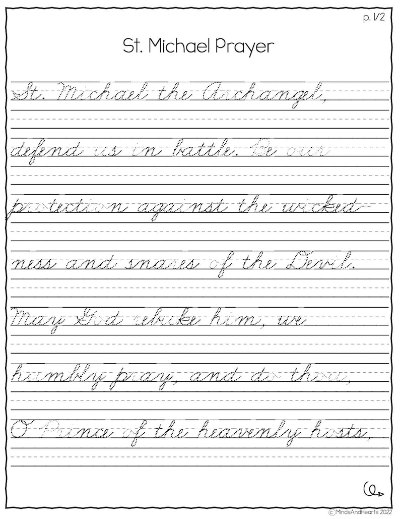 Catholic Prayer Copywork: Cursive | Faith Formation | Handwriting ...