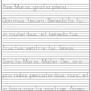 Latin Catholic Prayer Copywork - Printing Handwriting Practice - Etsy