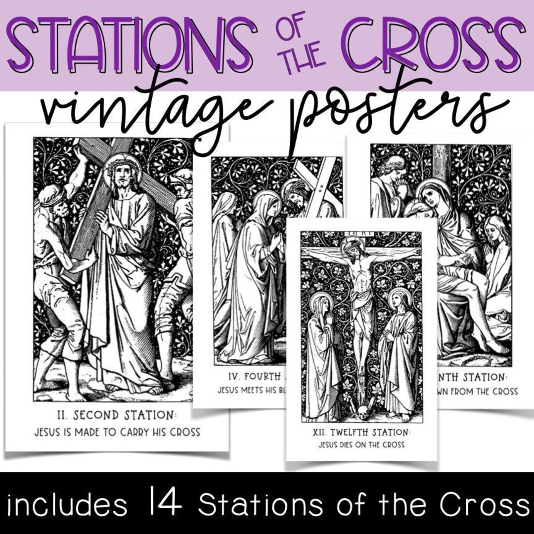 Stations of the Cross Vintage Posters | Lent Banner or Garland ...