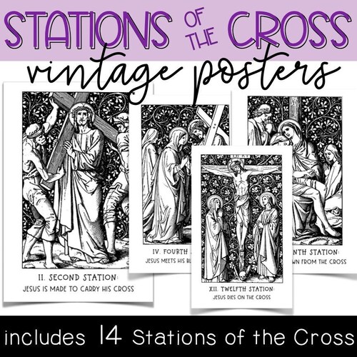 Stations of the Cross Vintage Posters Lent Banner Catholic - Etsy